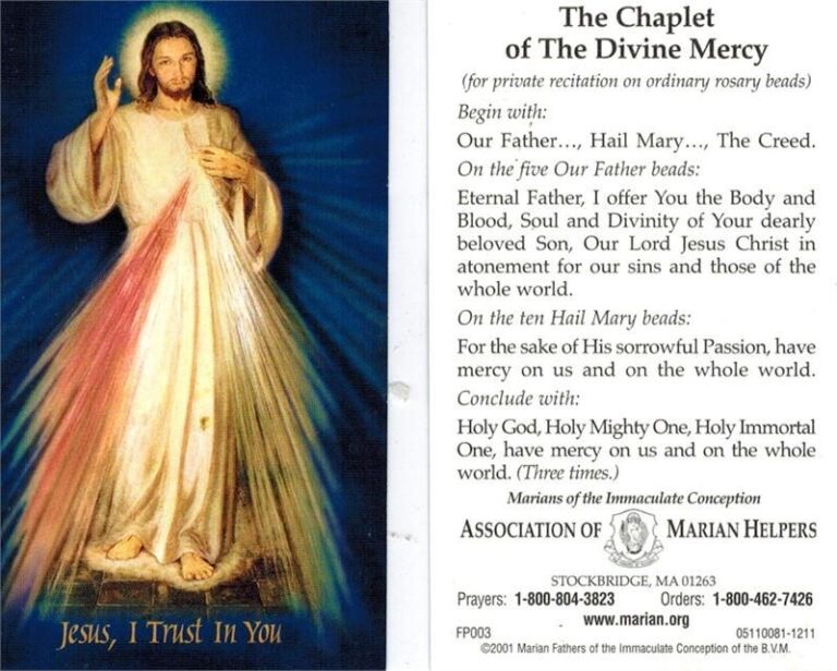 Chaplet Of Divine Mercy Prayer Card Printable | Printable Calendar 2025