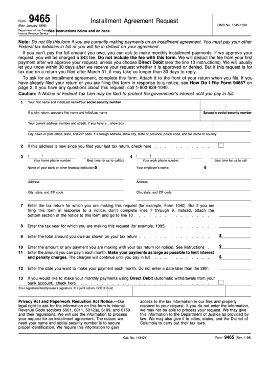 Printable 9465 Tax Form | Printable Calendar 2025